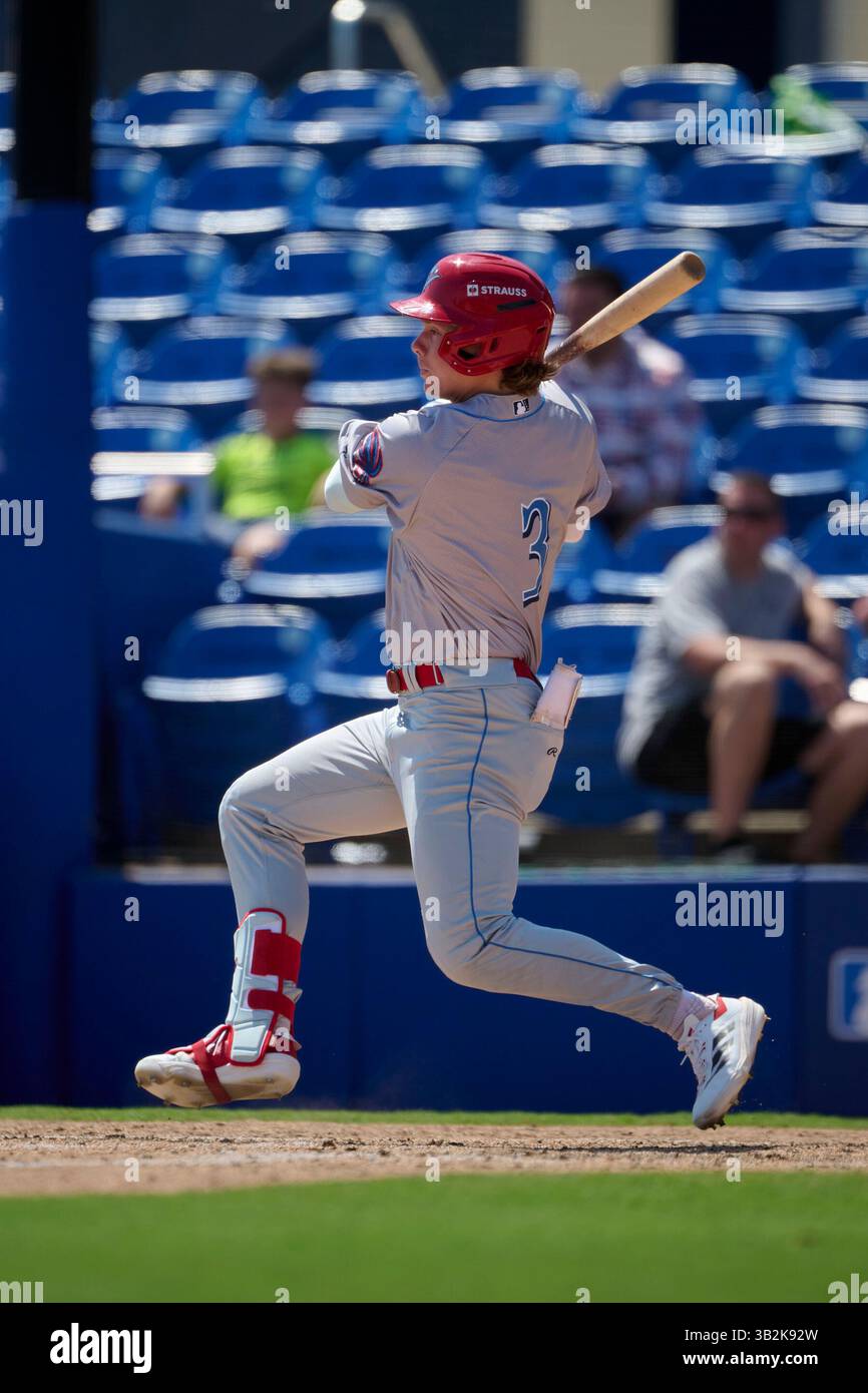 Clearwater Threshers Carter Mathison (3) bats during an MiLB Florida ...