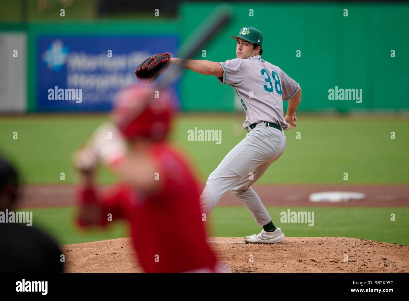 Daytona Tortugas pitcher Luke Holman (38) delivers the first pitch of ...