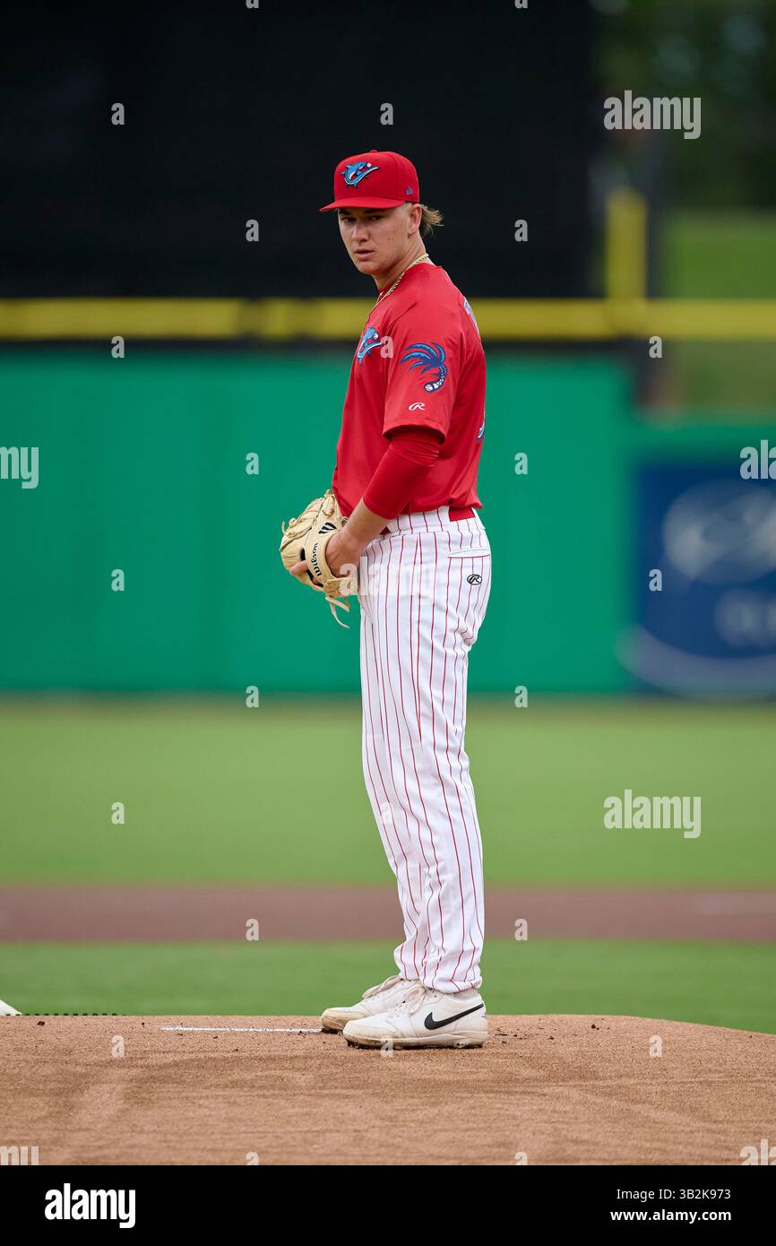 Clearwater Threshers pitcher Zack Tukis (35) gets ready to deliver a ...