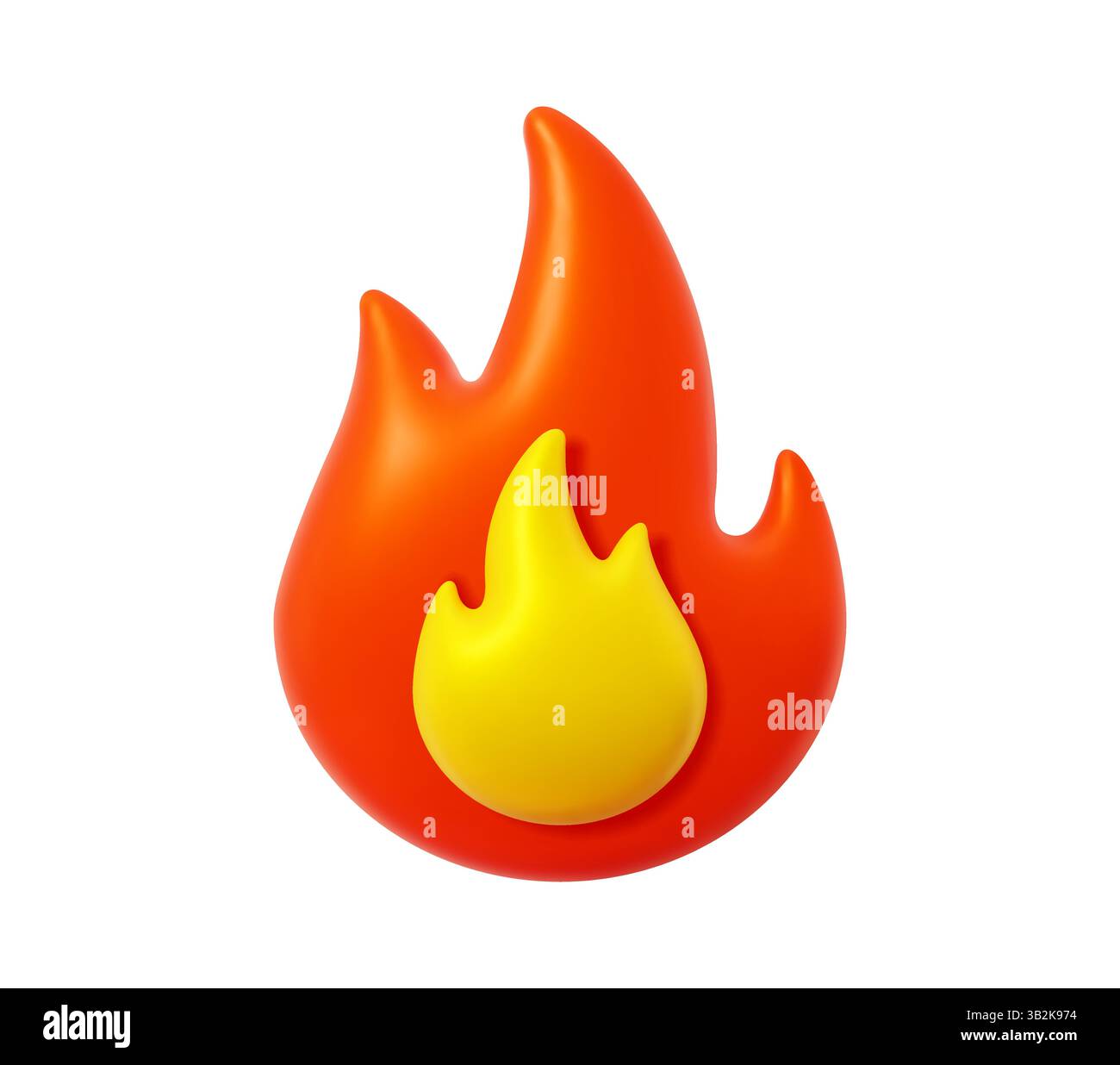 3d fire flame icon. Vector. Emoji symbol with glossy effect, red ...