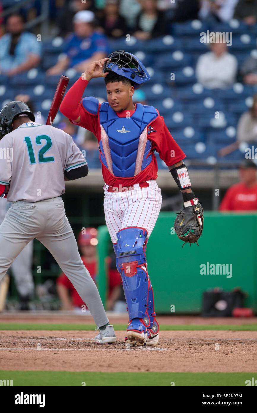 Clearwater Threshers catcher Eduardo Tait (13) during an MiLB Florida ...