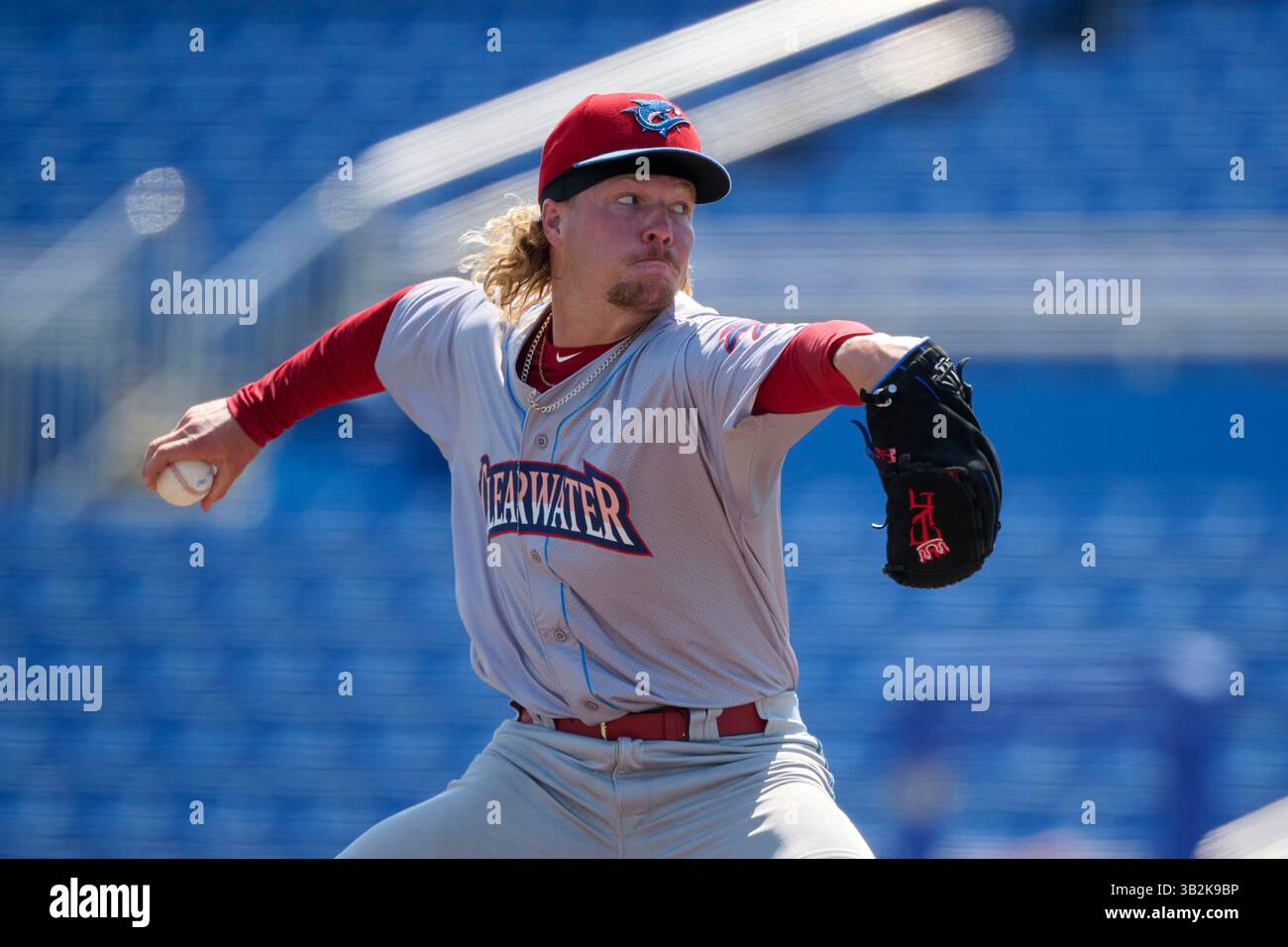 Clearwater Threshers pitcher Titan Hayes (55) delivers a pitch during ...