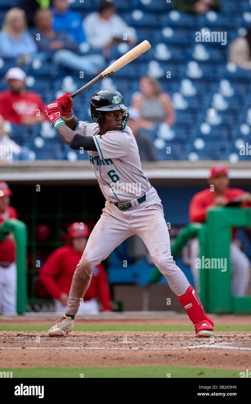 Daytona Tortugas Kyle Henley (6) bats during an MiLB Florida State ...