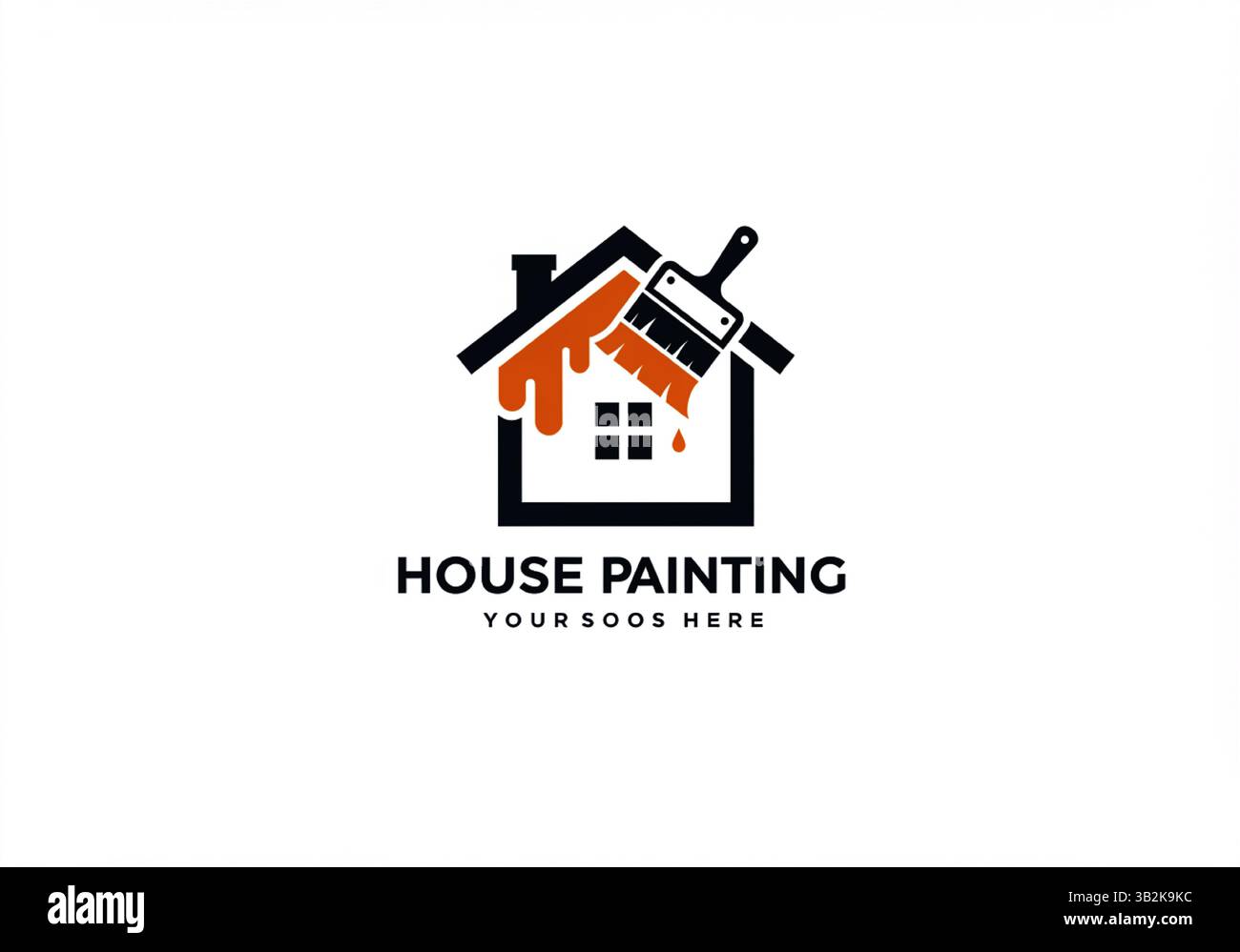 House Painting Logo with Stylized Paintbrush and Dripping Effect Stock ...