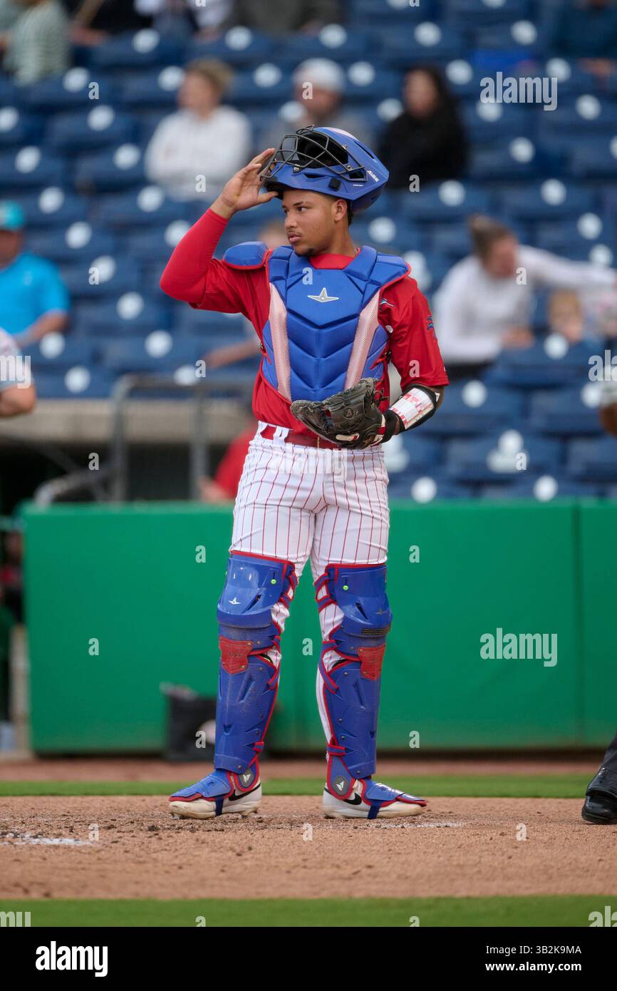 Clearwater Threshers catcher Eduardo Tait (13) during an MiLB Florida ...