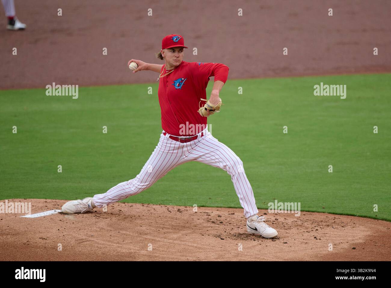 Clearwater Threshers pitcher Zack Tukis (35) delivers a pitch during an ...