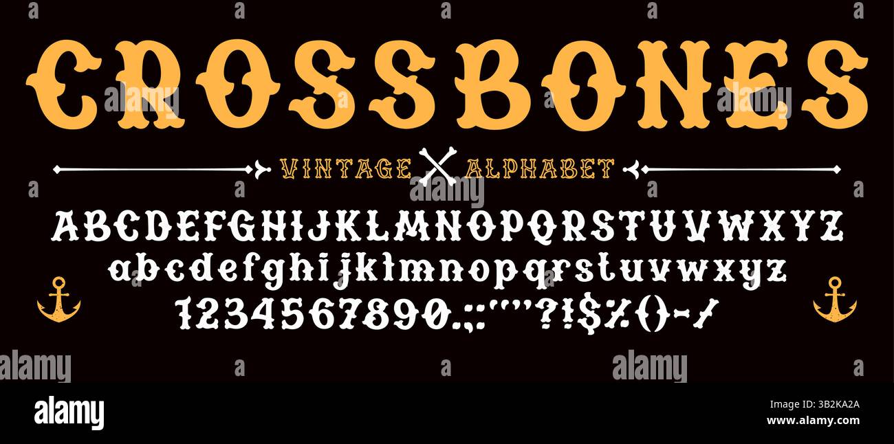 Vintage pirate font, corsair retro typeface, sailor seaman type, old ...