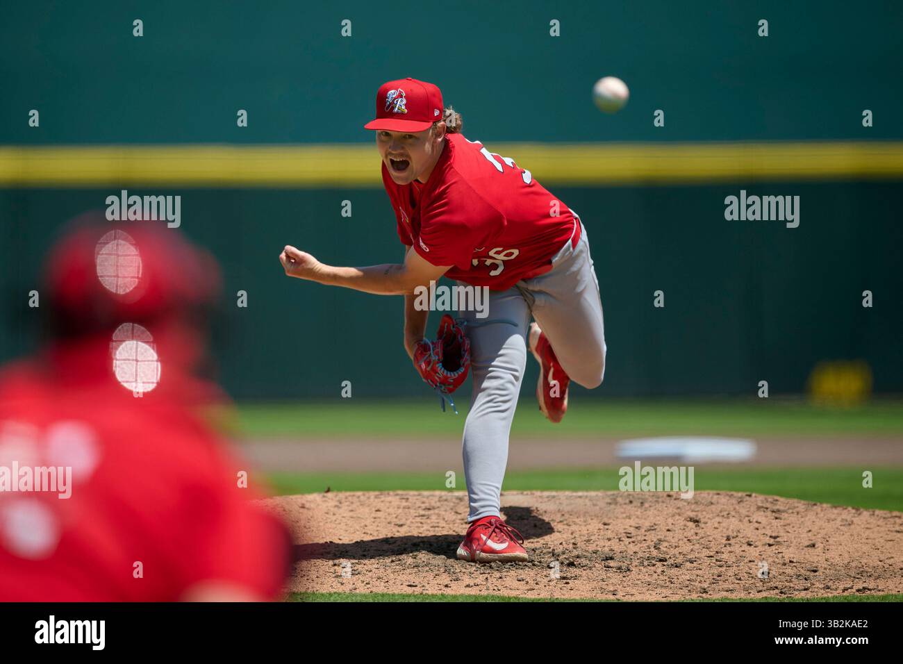 Palm Beach Cardinals pitcher Michael Watson (36) delivers a pitch ...