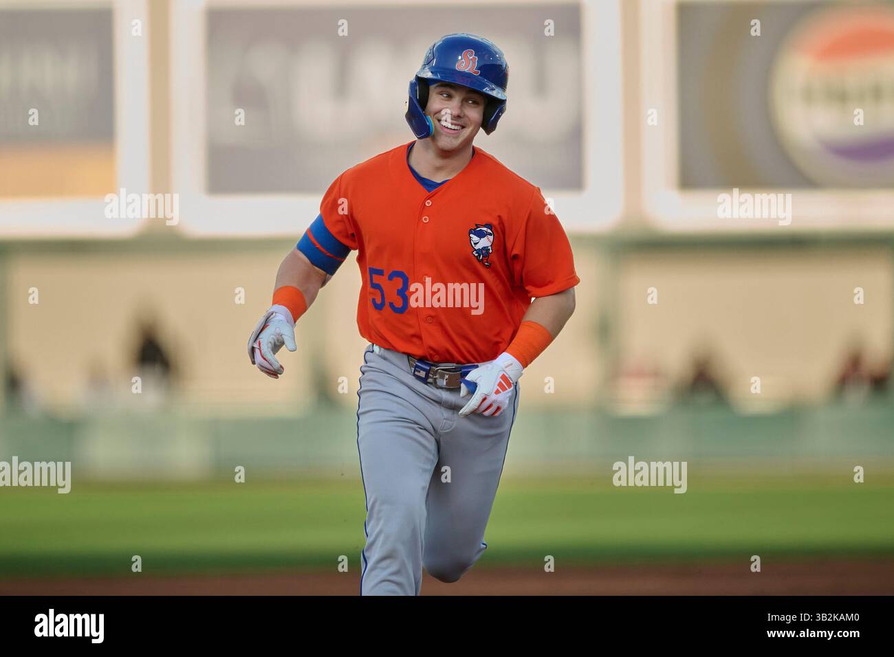 St. Lucie Mets Drew Gilbert (53) rounds the bases after hitting a home ...
