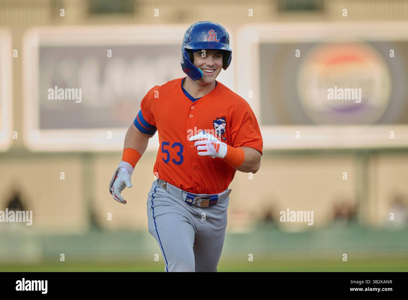 St. Lucie Mets Drew Gilbert (53) rounds the bases after hitting a home ...
