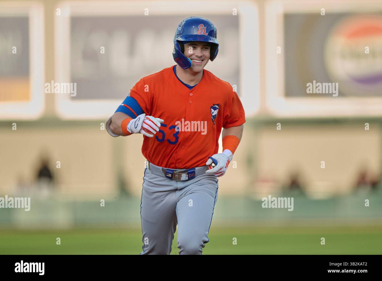 St. Lucie Mets Drew Gilbert (53) rounds the bases after hitting a home ...