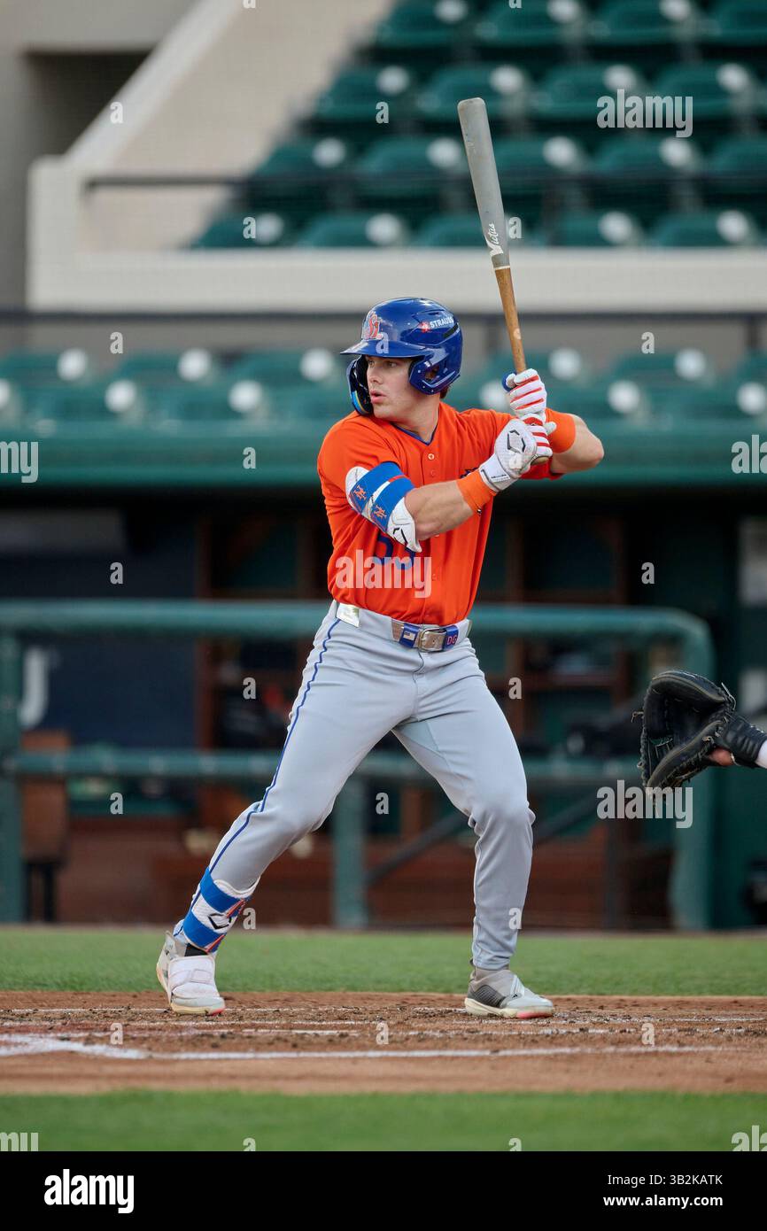 St. Lucie Mets Drew Gilbert (53) bats during an MiLB Florida State ...