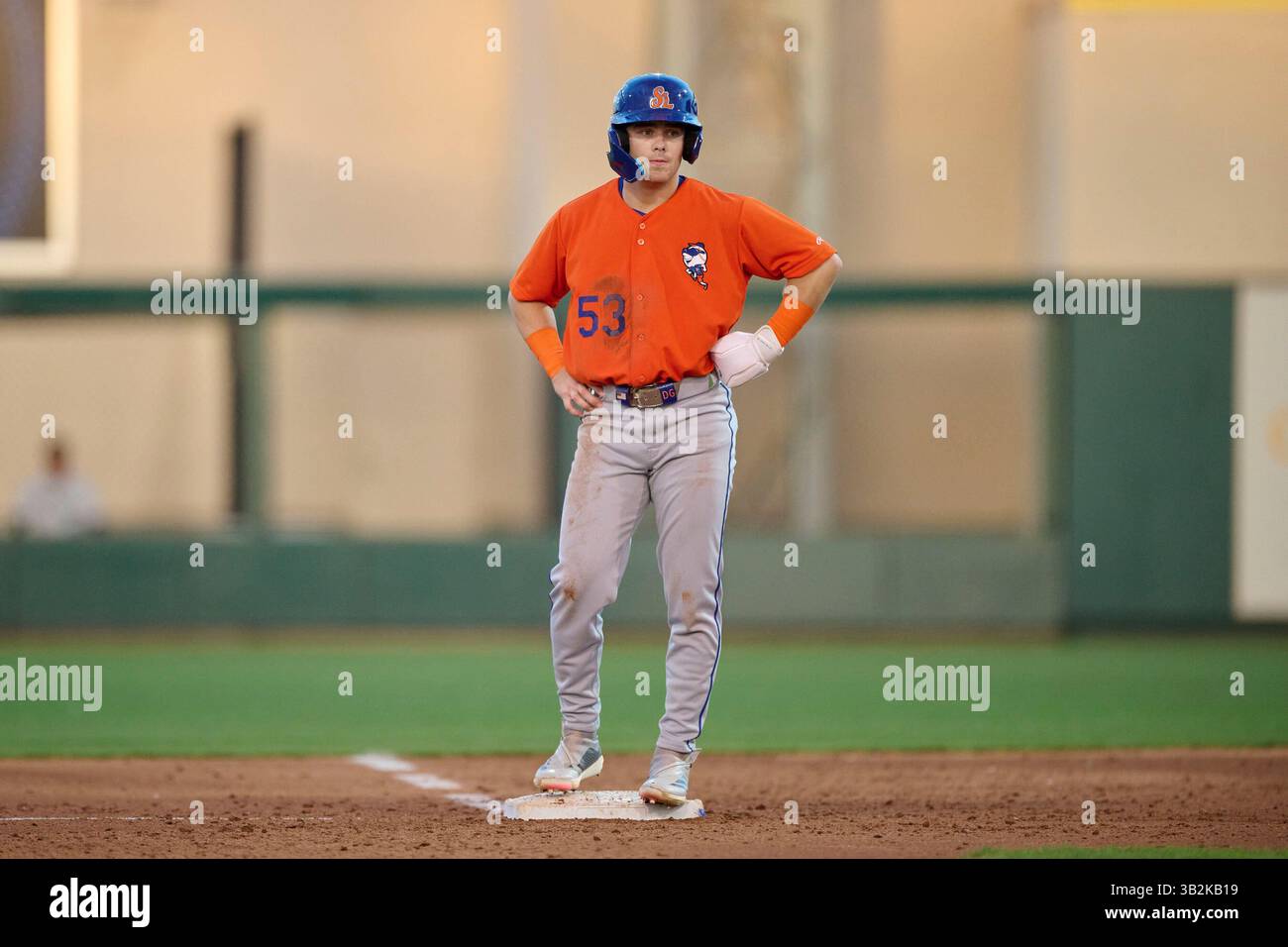 St. Lucie Mets Drew Gilbert (53) on second base during an MiLB Florida ...