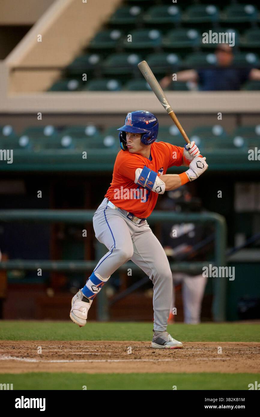 St. Lucie Mets Drew Gilbert (53) bats during an MiLB Florida State ...