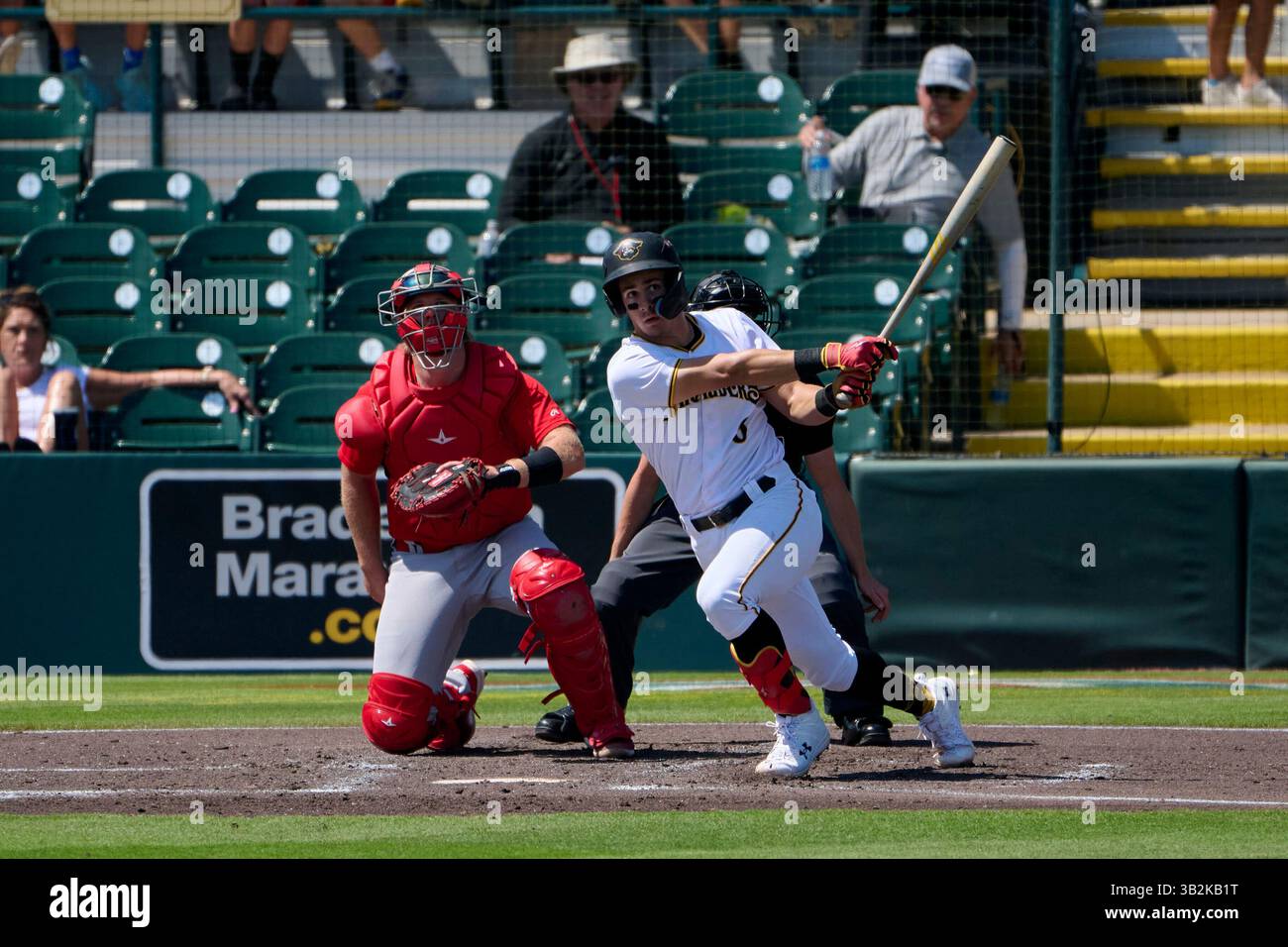 Bradenton Marauders Konnor Griffin (6) bats during an MiLB Florida ...