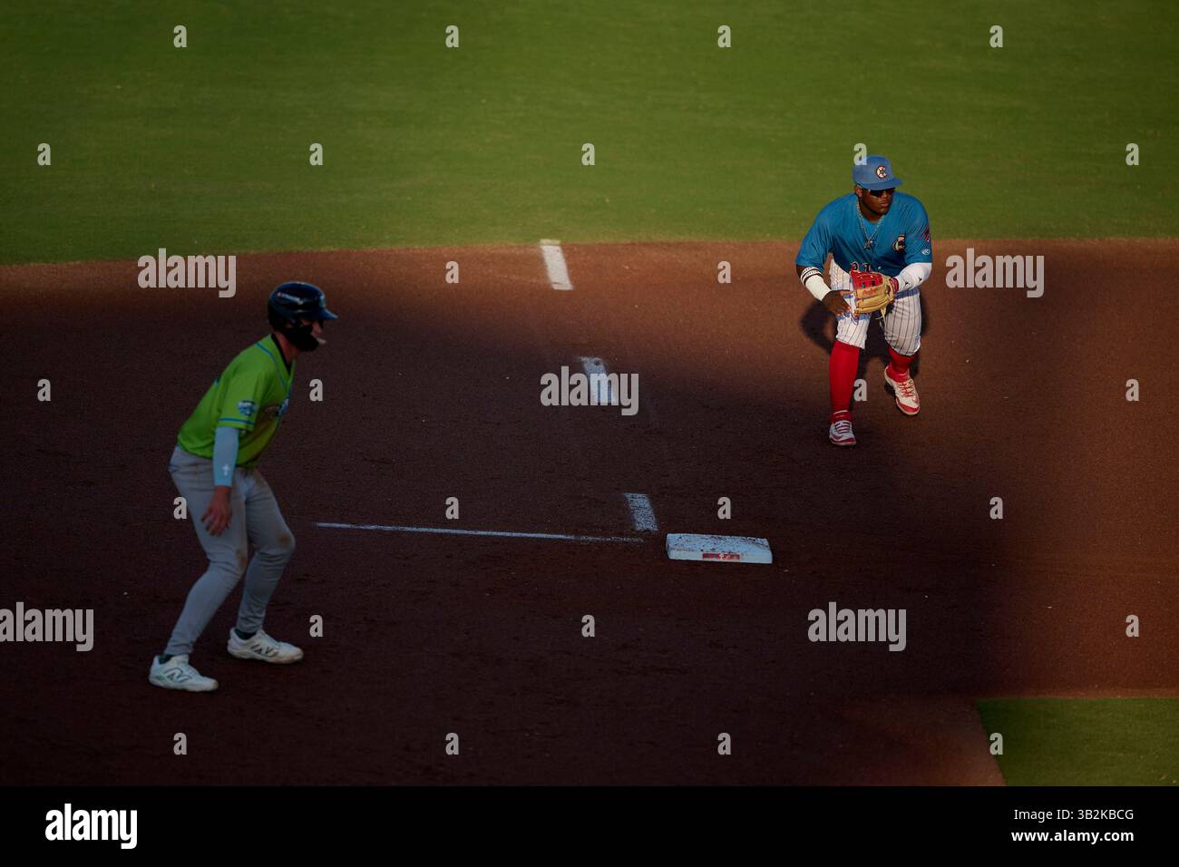 Clearwater Threshers second baseman Aroon Escobar (37) holds Ryan ...