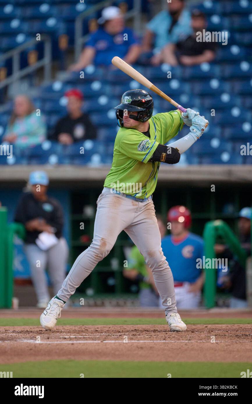 Daytona Tortugas Ryan McCrystal (14) bats during an MiLB Florida State ...