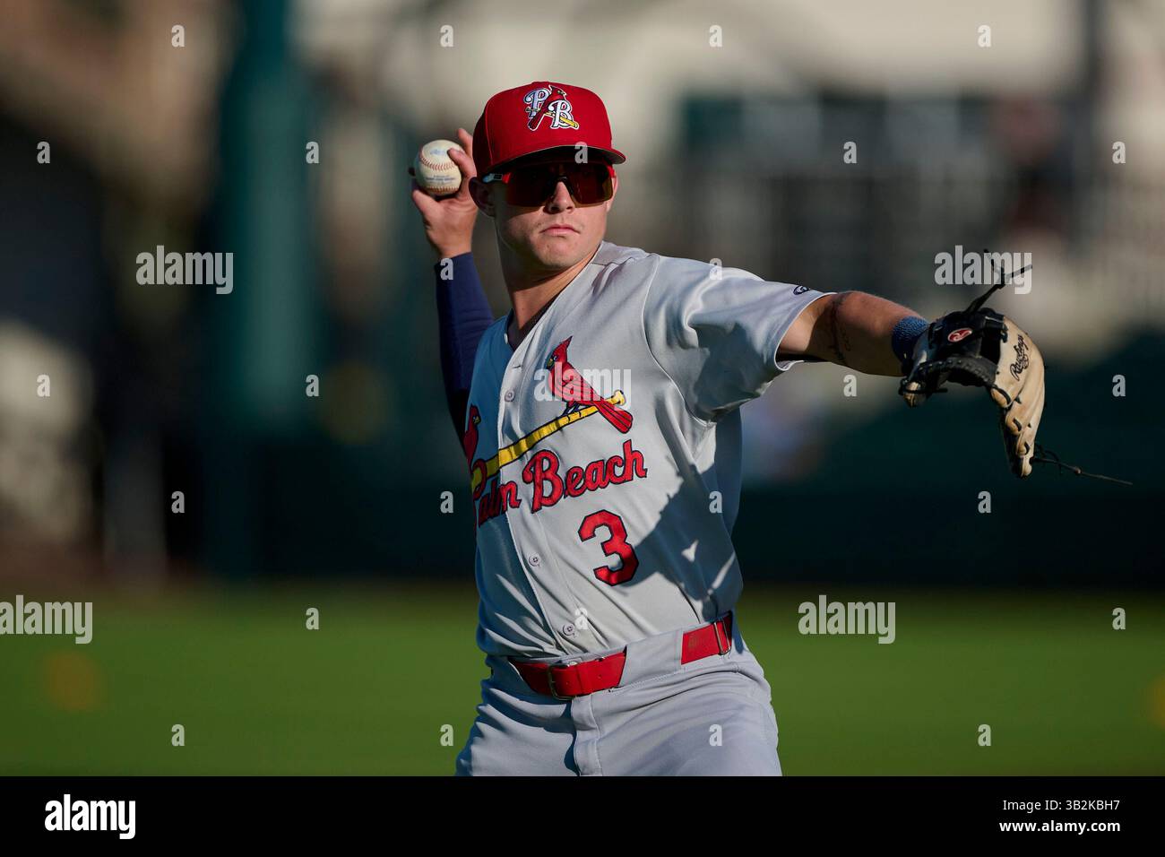Palm Beach Cardinals second baseman Christian Martin (3) warms up in ...