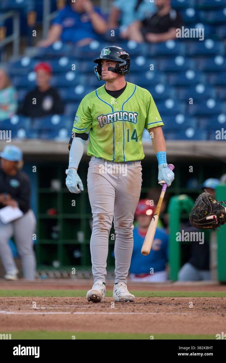 Daytona Tortugas Ryan McCrystal (14) bats during an MiLB Florida State ...