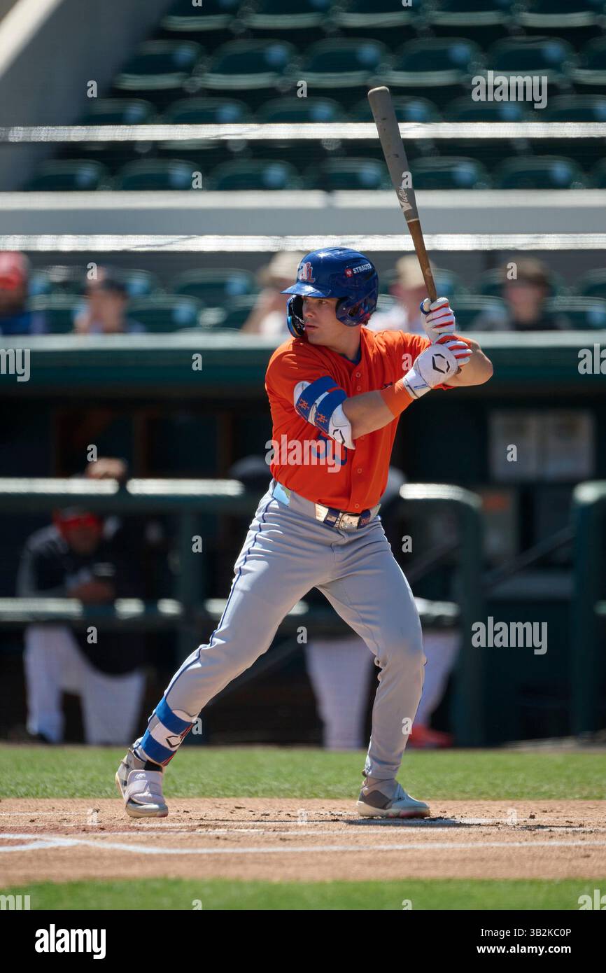 St. Lucie Mets Drew Gilbert (53) bats during an MiLB Florida State ...