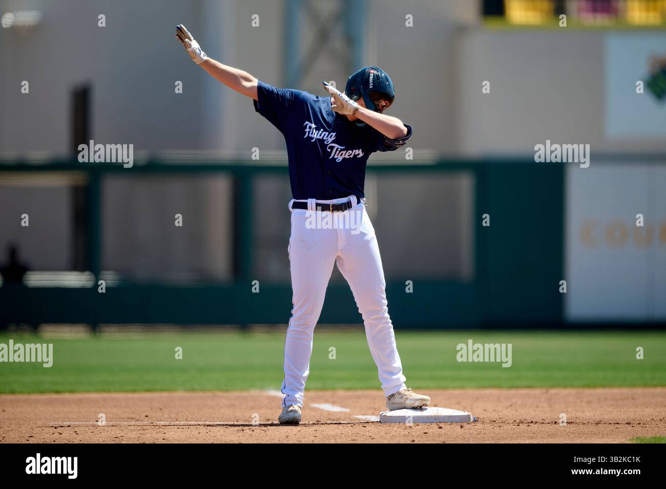 Lakeland Flying Tigers Carson Rucker (18) dabs as he celebrates an RBI ...