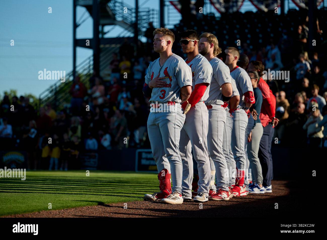 Palm Beach Cardinals Christian Martin (3) during the national anthem ...