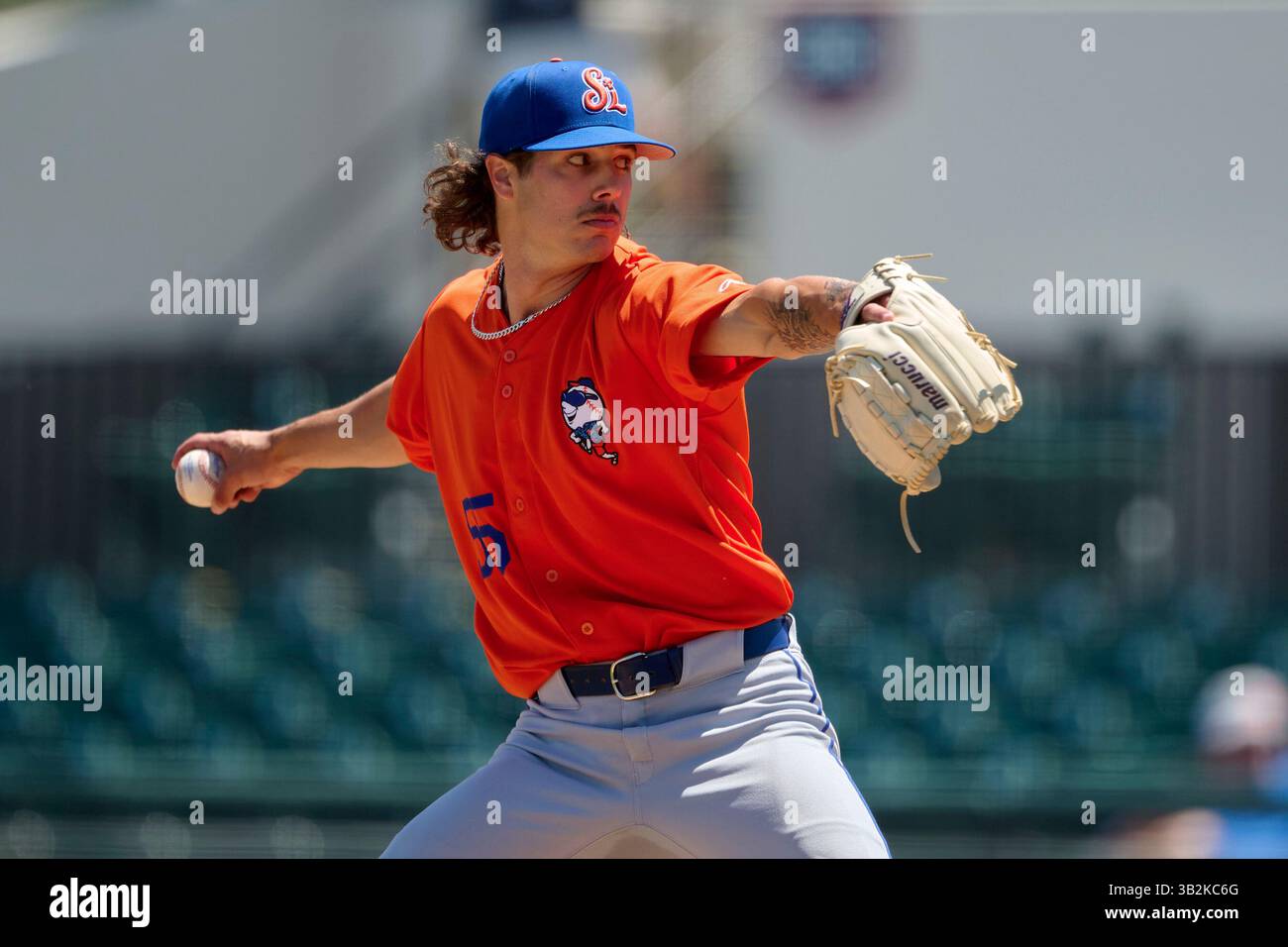 St. Lucie Mets pitcher Will Watson (55) delivers a pitch during an MiLB ...