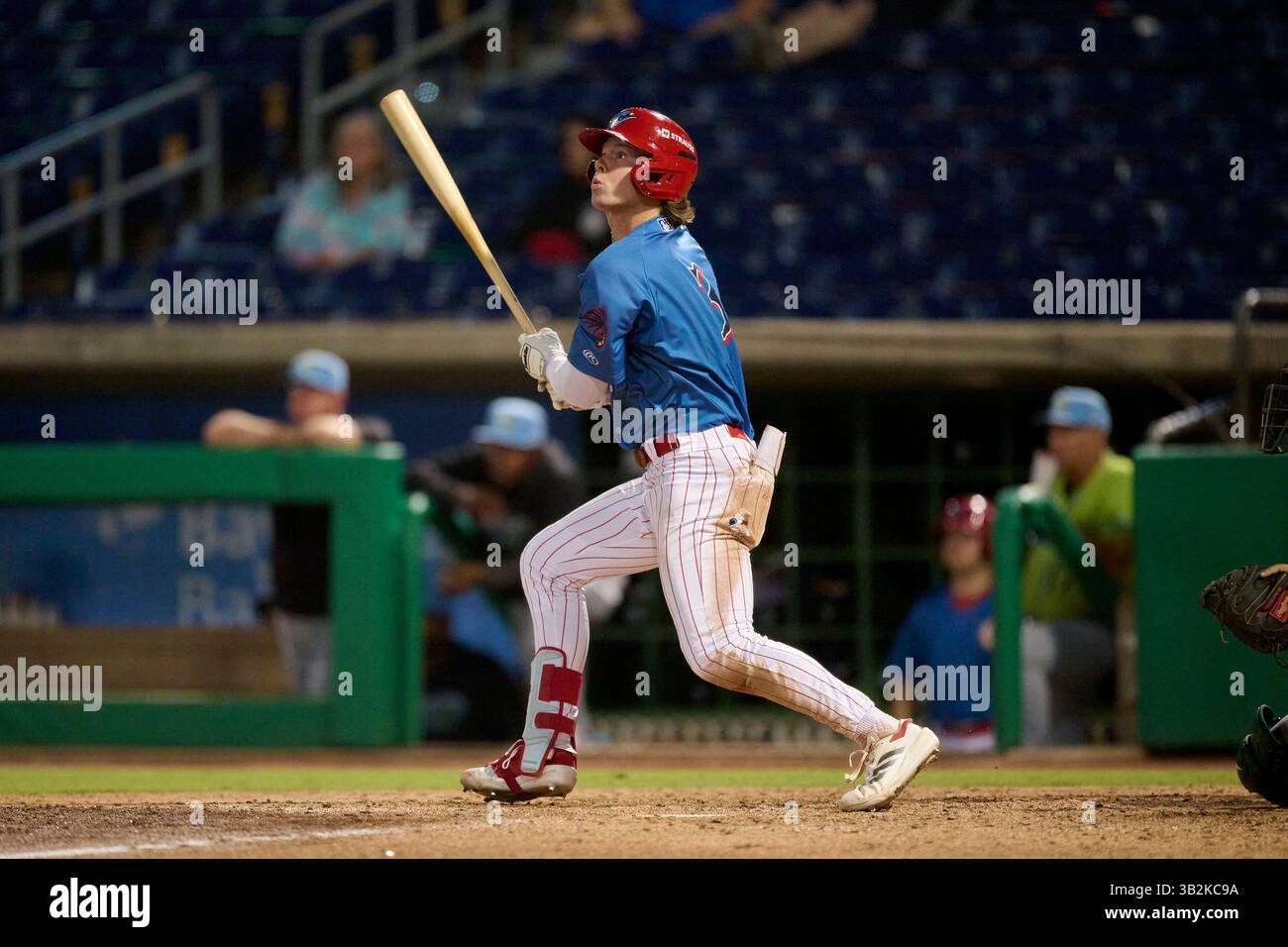 Clearwater Threshers Carter Mathison (3) hits a home run during an MiLB ...