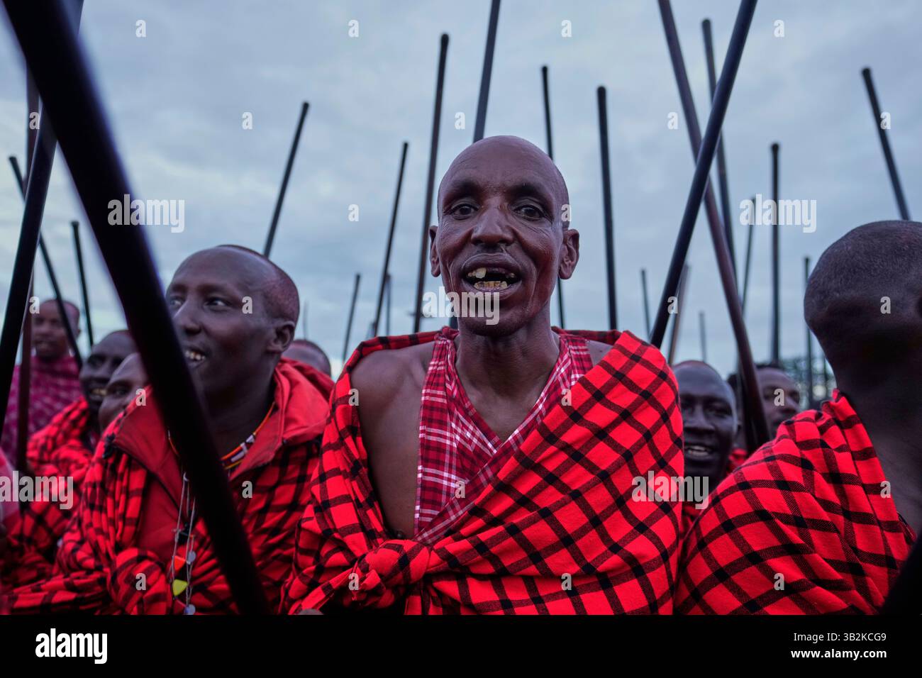Men of the Maasai tribe perform a traditional dance, during a Maasai ...