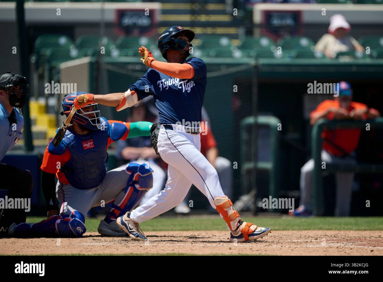 Lakeland Flying Tigers Jackson Strong (13) bats during an MiLB Florida ...