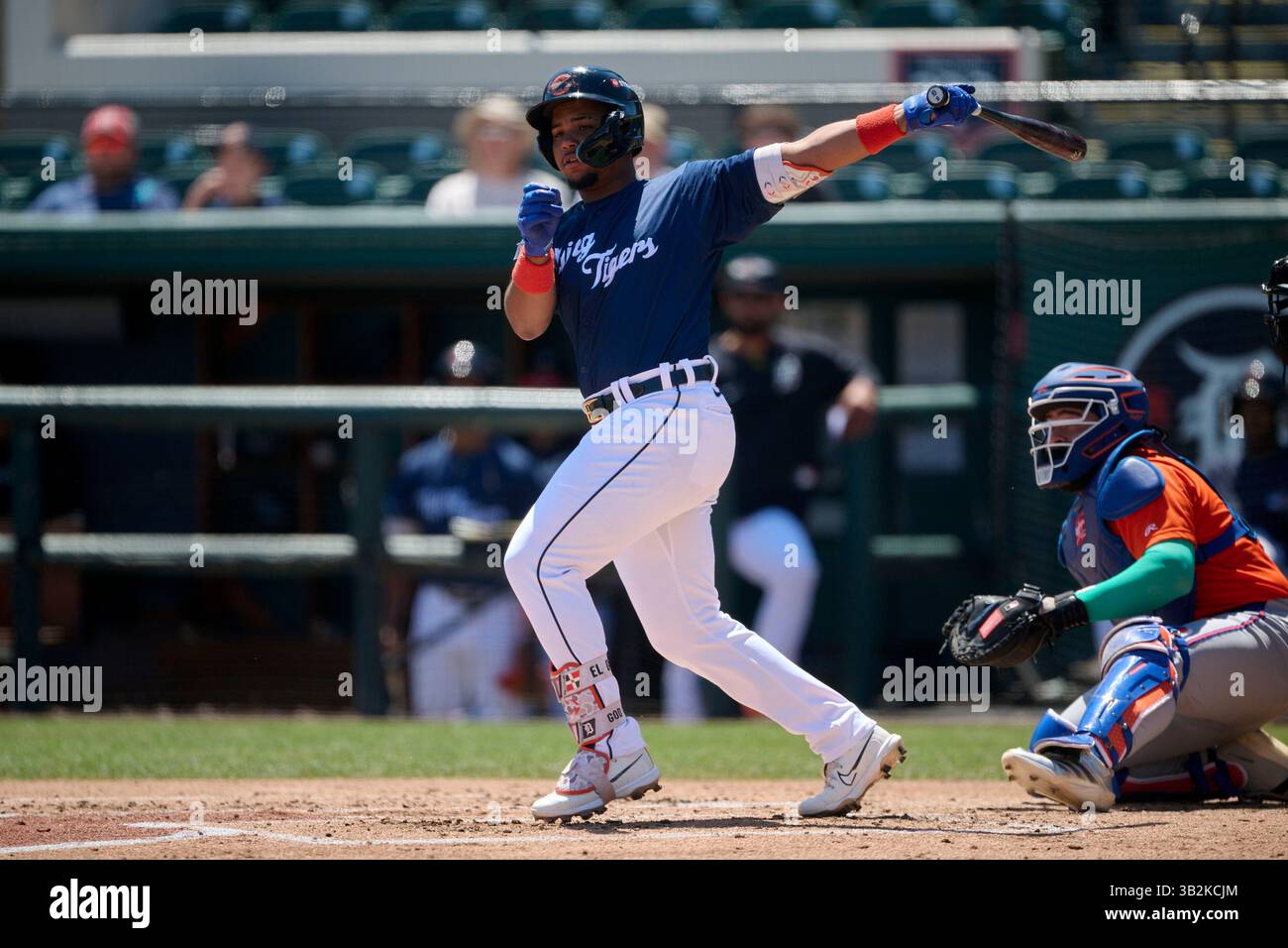 Lakeland Flying Tigers Cristian Santana (24) bats during an MiLB ...