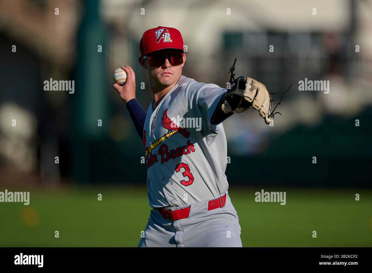 Palm Beach Cardinals second baseman Christian Martin (3) warms up in ...