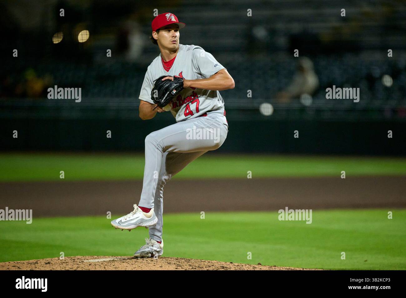 Palm Beach Cardinals pitcher Sam Brodersen (47) delivers a pitch during ...