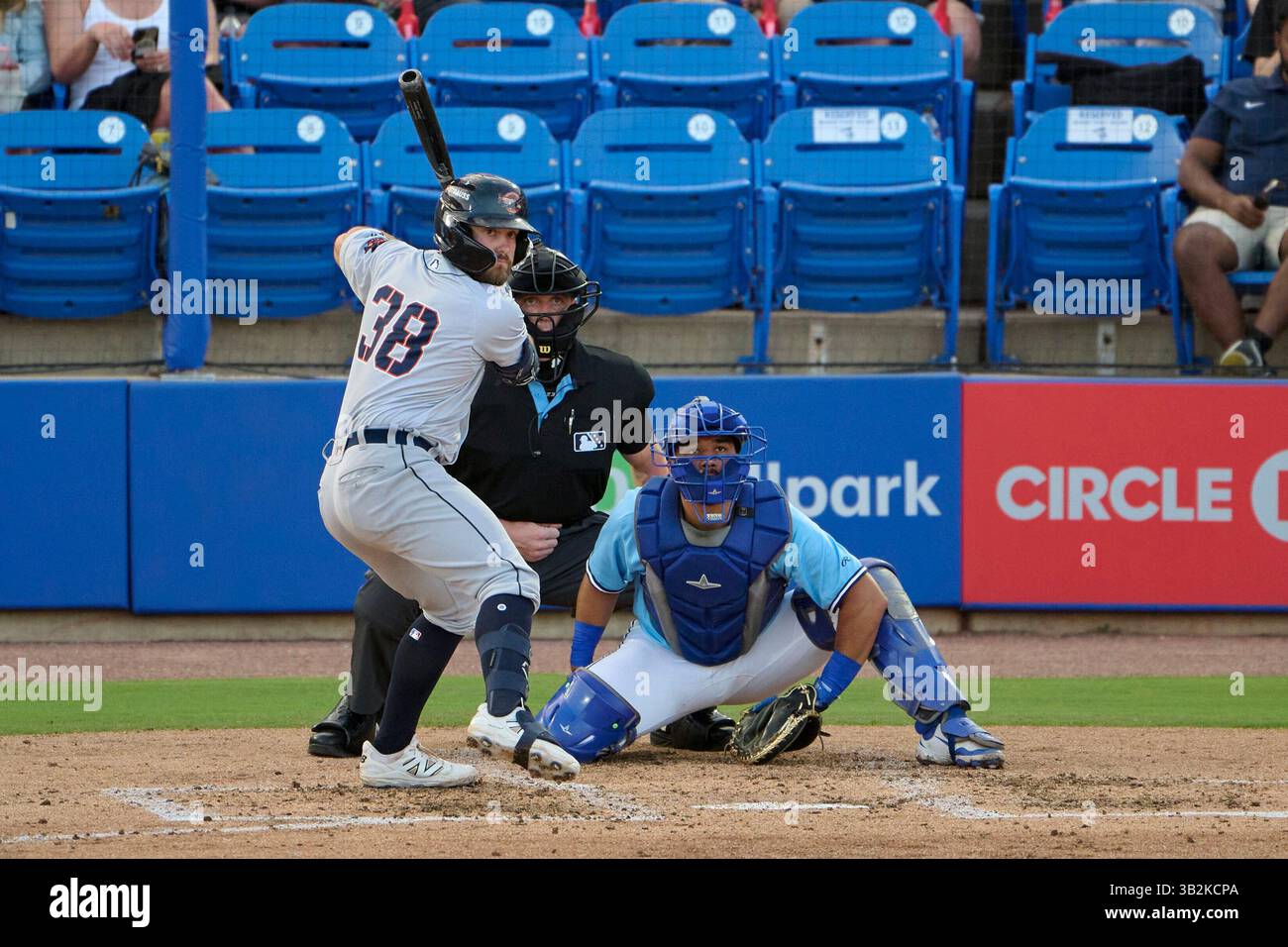 Lakeland Flying Tigers David Smith (38) bats during an MiLB Florida ...