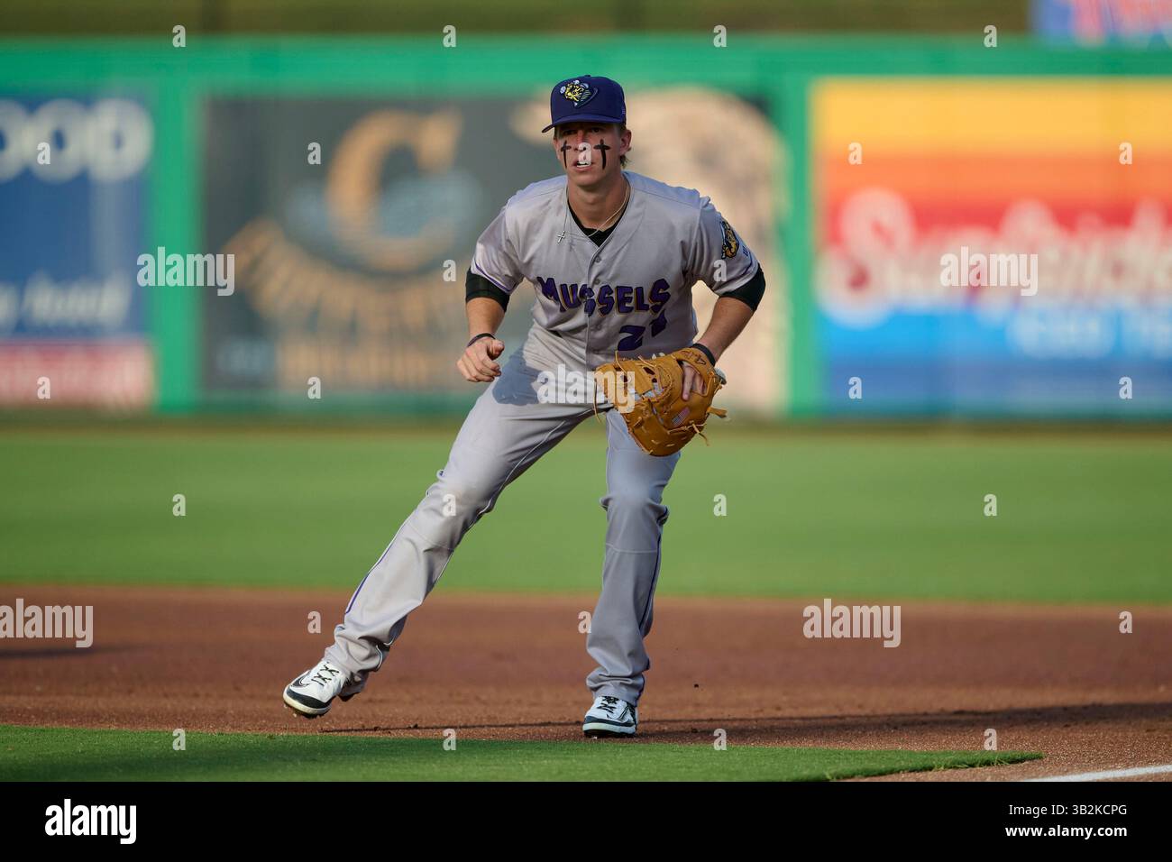 Fort Myers Mighty Mussels first baseman Jay Thomason (20) during an ...