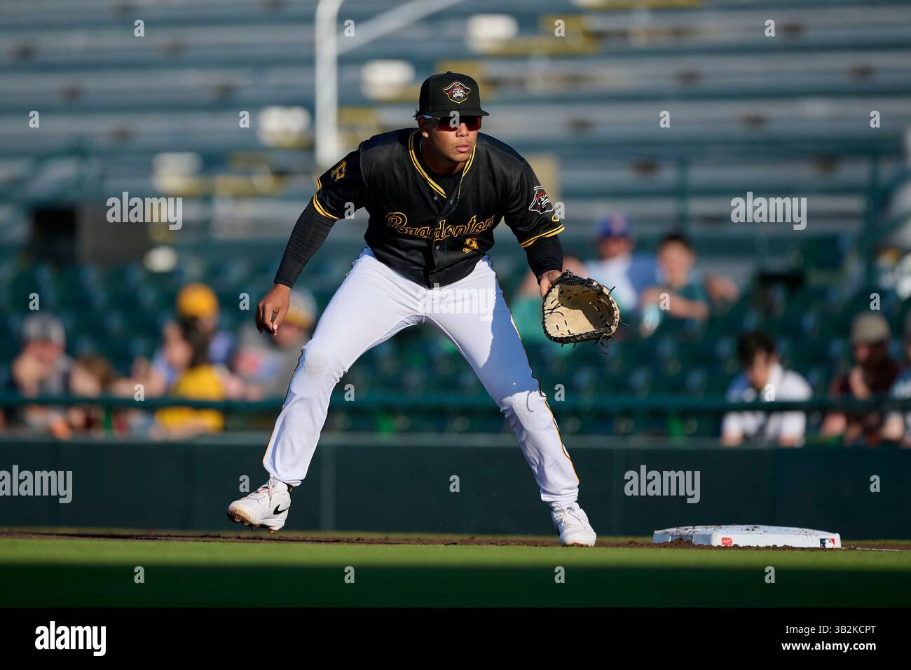 Bradenton Marauders first baseman Eddy Rodriguez (3) during an MiLB Florida State League ...