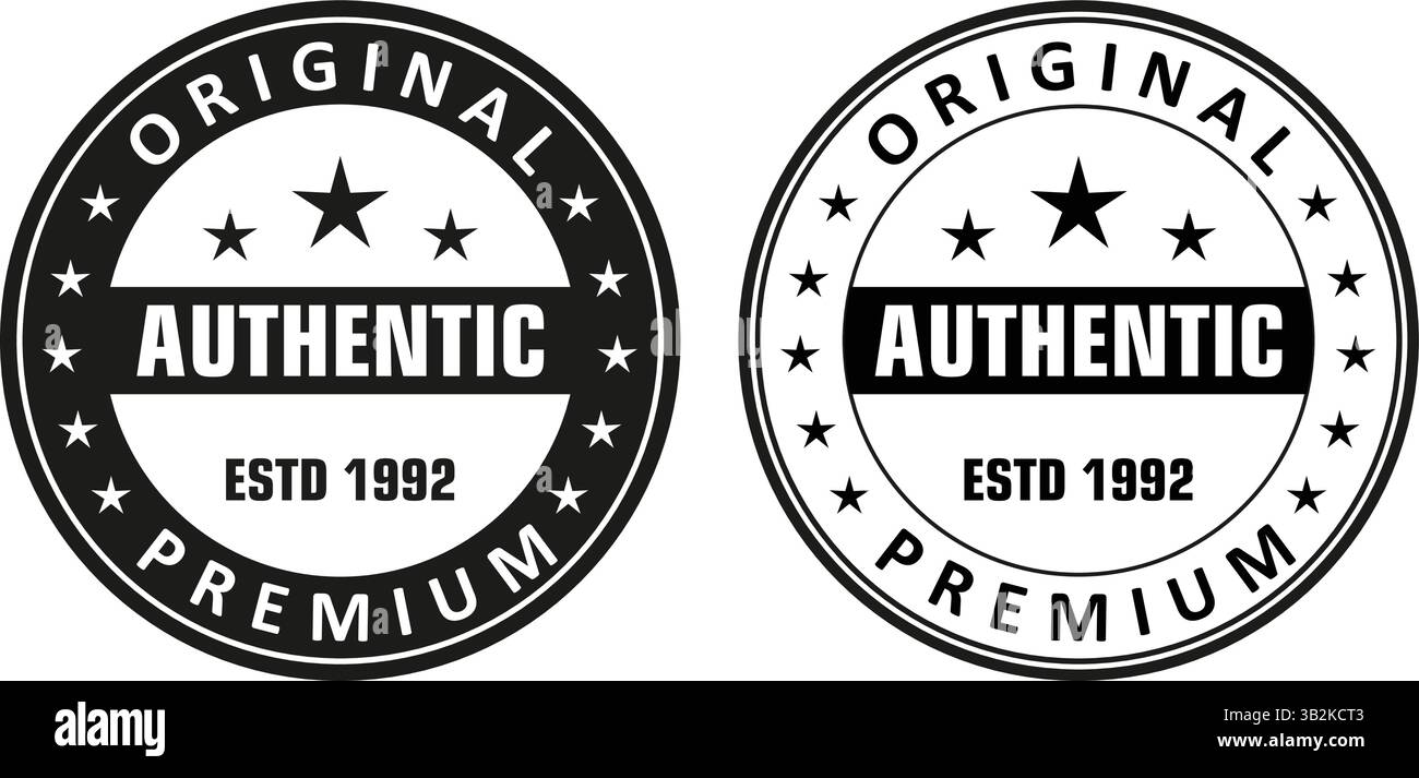 round vintage badge with authentic text, premium original quality ...