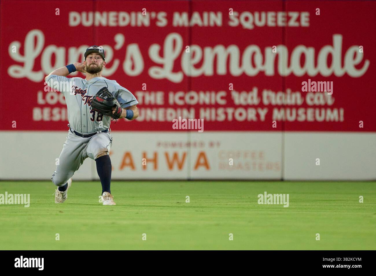 Lakeland Flying Tigers outfielder David Smith (38) throws the ball in ...