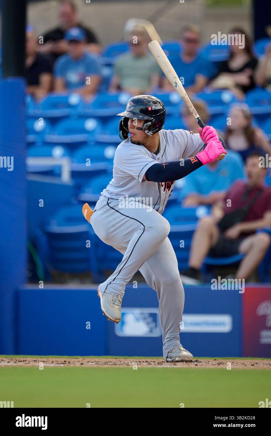 Lakeland Flying Tigers Enderson Delgado (26) bats during an MiLB ...