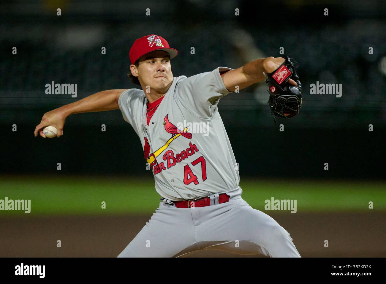 Palm Beach Cardinals pitcher Sam Brodersen (47) delivers a pitch during ...