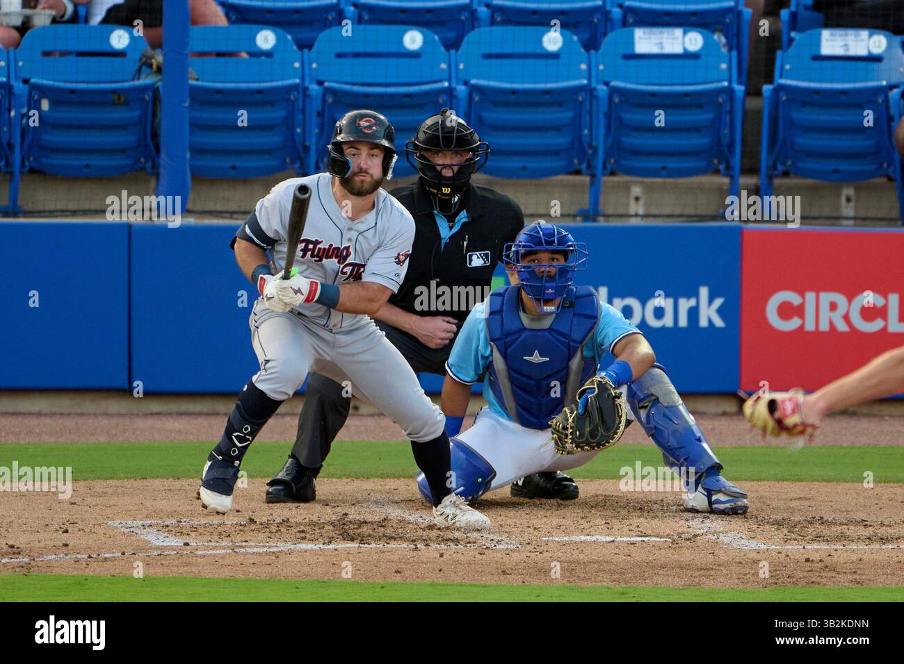 Lakeland Flying Tigers David Smith (38) bats during an MiLB Florida ...