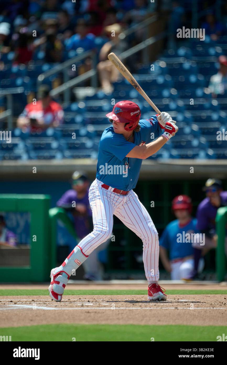 Clearwater Threshers Carter Mathison (3) bats during an MiLB Florida ...