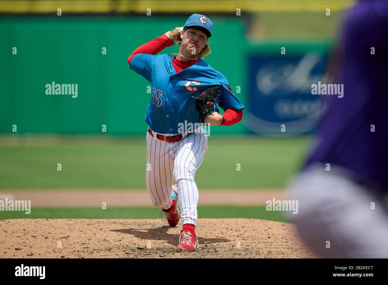 Clearwater Threshers pitcher Titan Hayes (55) delivers a pitch during ...