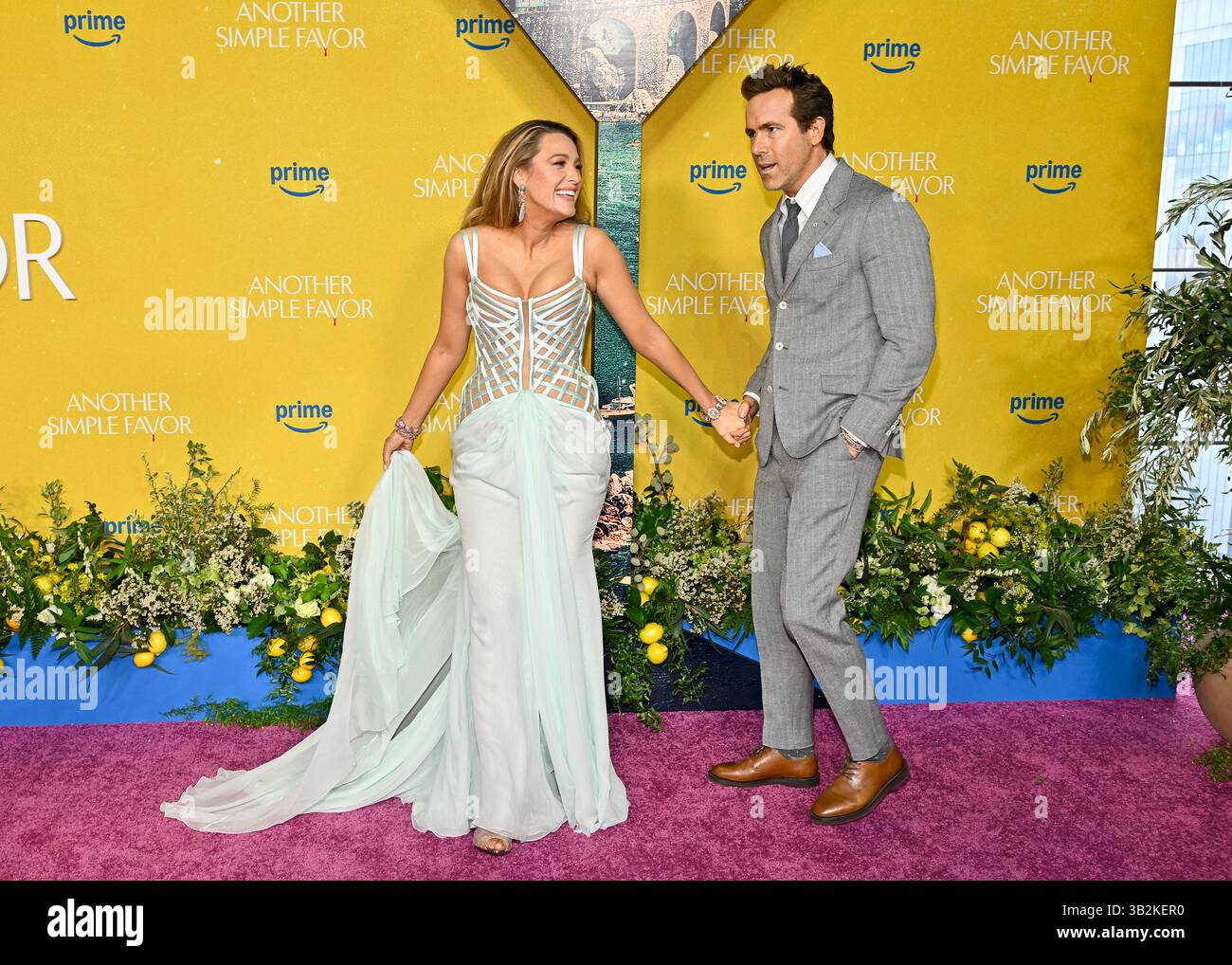 Blake Lively, left, and Ryan Reynolds attend the special screening of ...