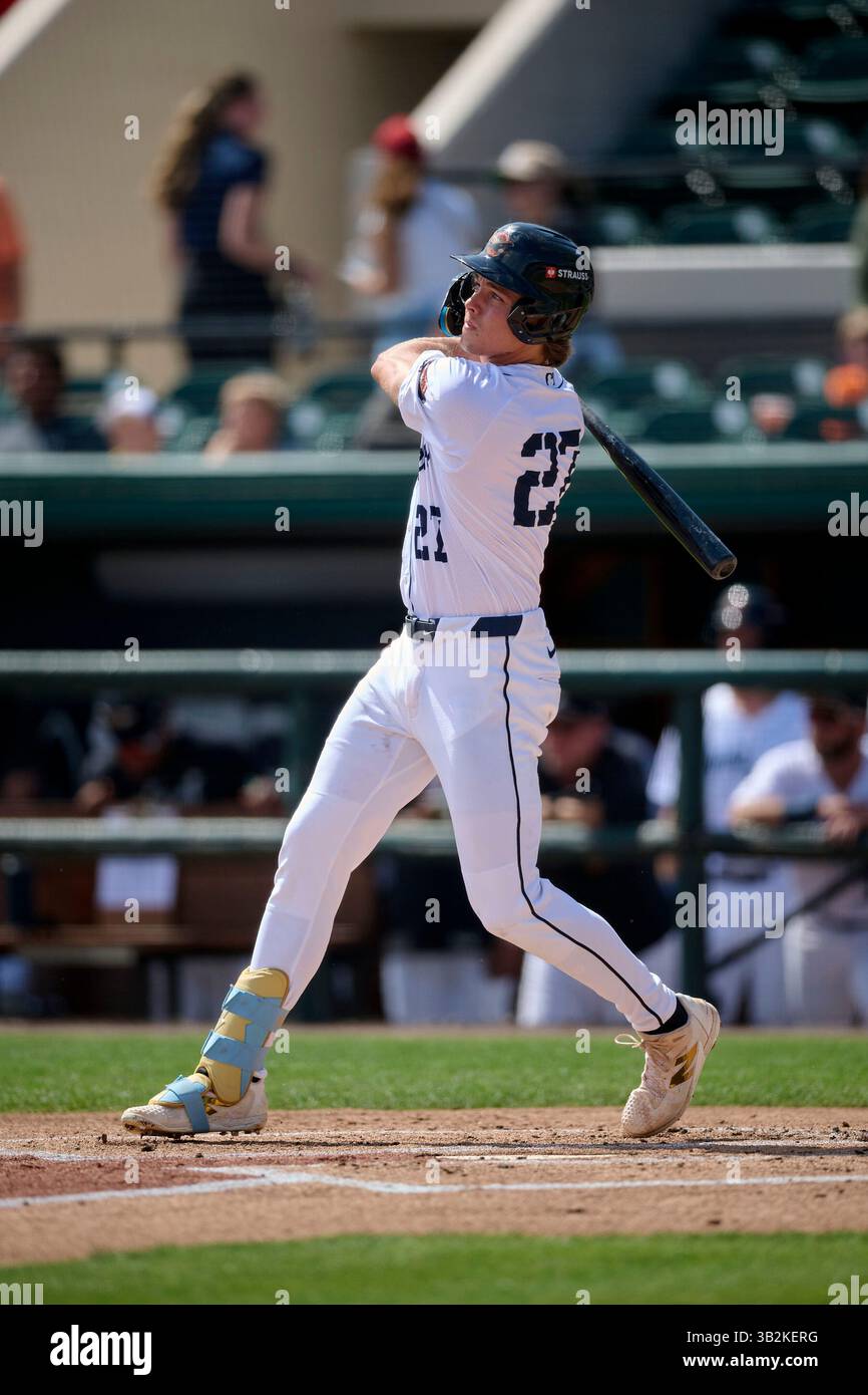Lakeland Flying Tigers Bryce Rainer (27) hits his first professional ...
