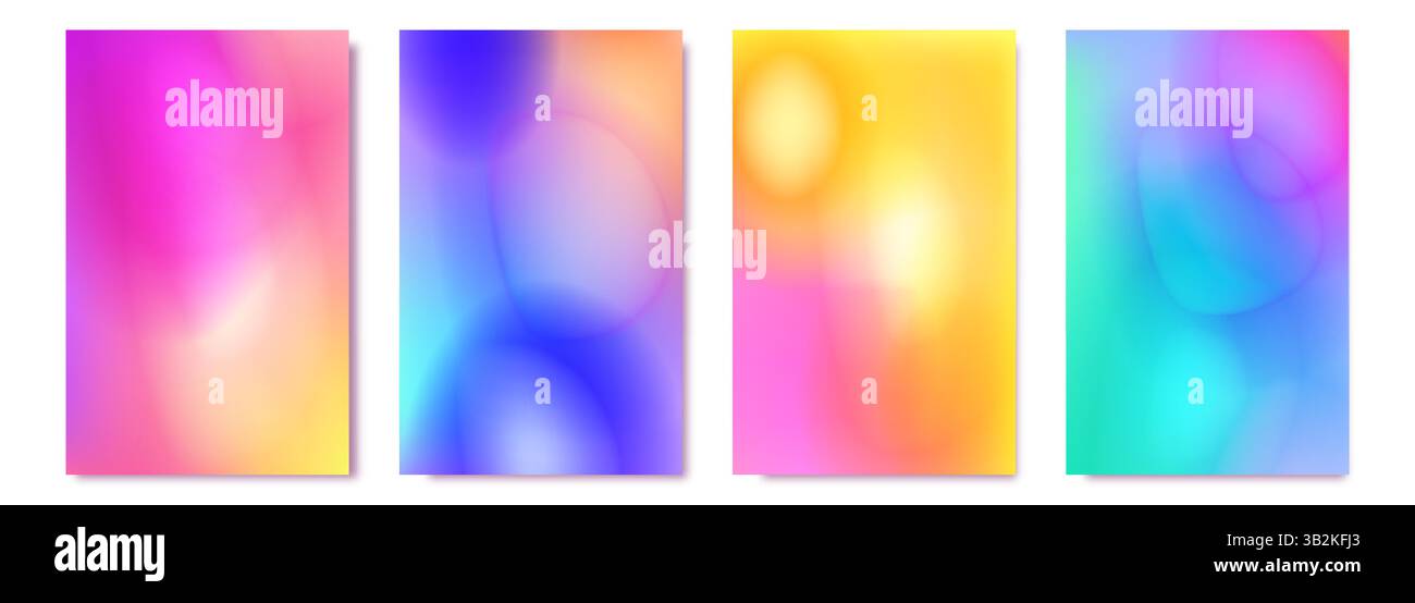 Y2k aura gradient backgrounds set of vibrant colors. Smooth blurred blends with dreamy neon ...