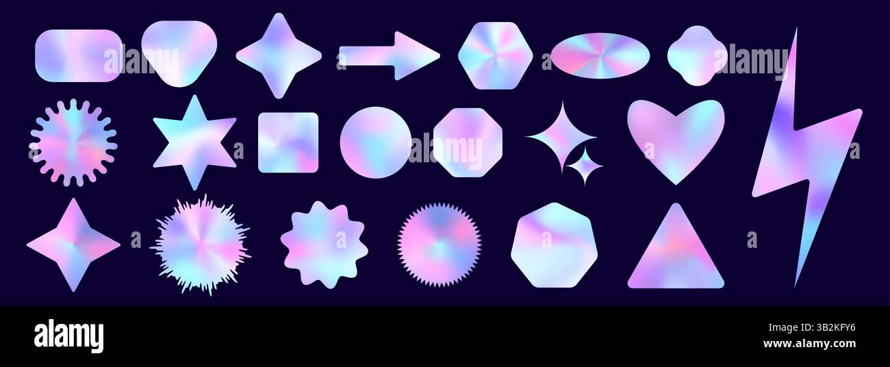 Y2k holographic sticker pack set - star and heart, arrow and sparkle ...