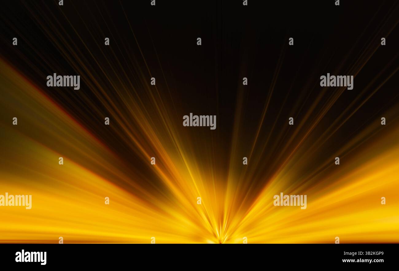 Abstract star or sun. Explosion effect. Fast motion effect . gold neon ...