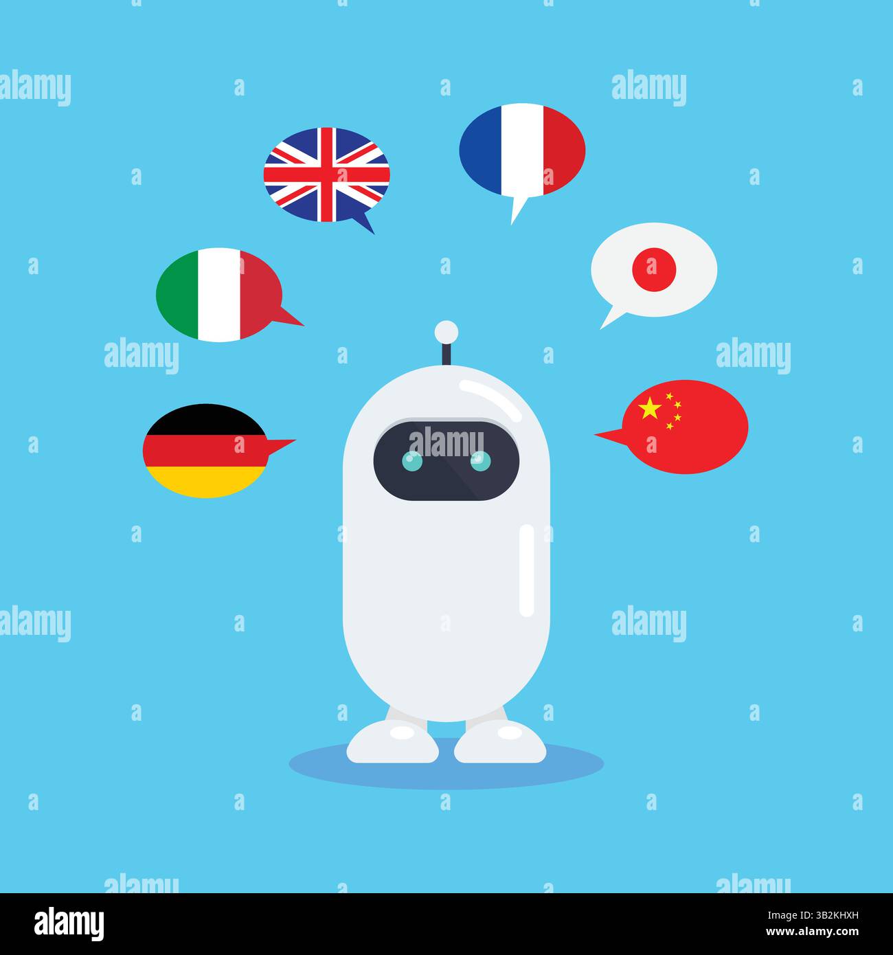 Artificial Intelligence chatbot translator. Vector illustration Stock ...