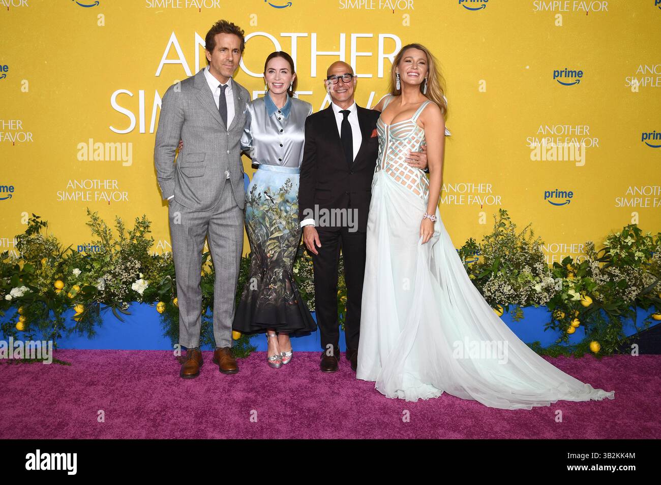 New York, USA. 27th Apr, 2025. (L-R) Ryan Reynolds, Emily Blunt ...